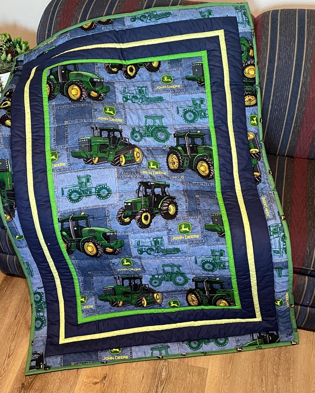 John Deer Baby Crib Quilt, Tractors, Assembled, Sewn & Quilted , Boy ...