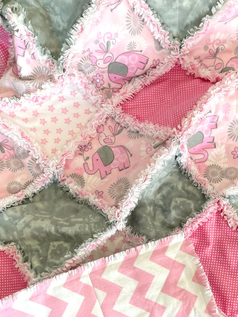 Pink Elephant Baby Rag Quilt Kit 72 Pre Cut 7 Flannel - Etsy