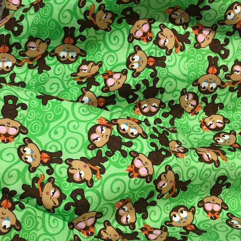 Sassy Monkey Green Monkies 100% Cotton Jungle Monkey Zoo - Etsy