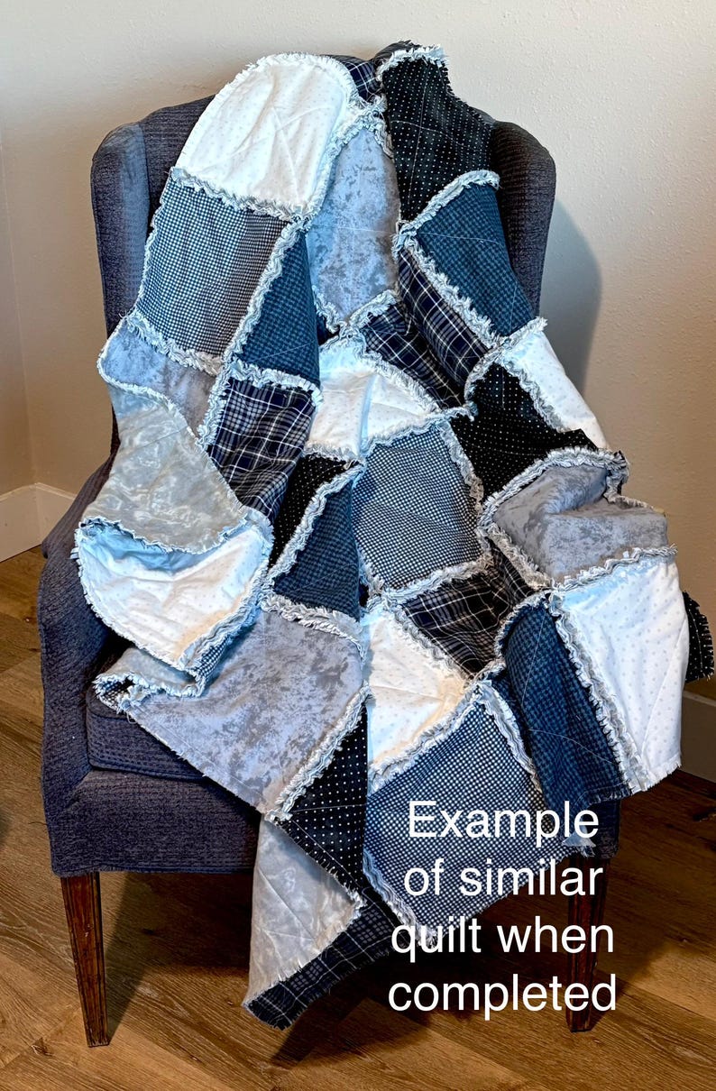 Deer Wildlife Plaid Precut Rag Quilt KIT, Blue Brown White Gray ...
