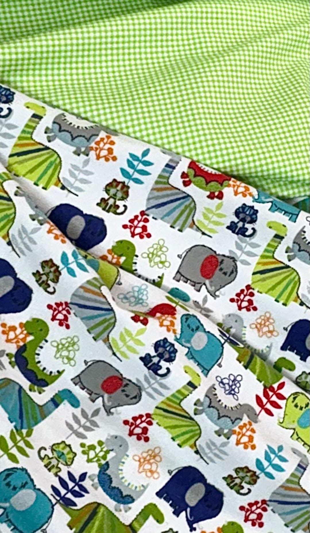Dinosaur Elephant Flannel, Prehistoric, Jungle Tiger Flannel Fabric ...