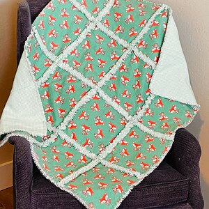 Baby Fox Rag Quilt, 3 Warm Flannel Layers, 31x37, Baby Blanket, Soft ...