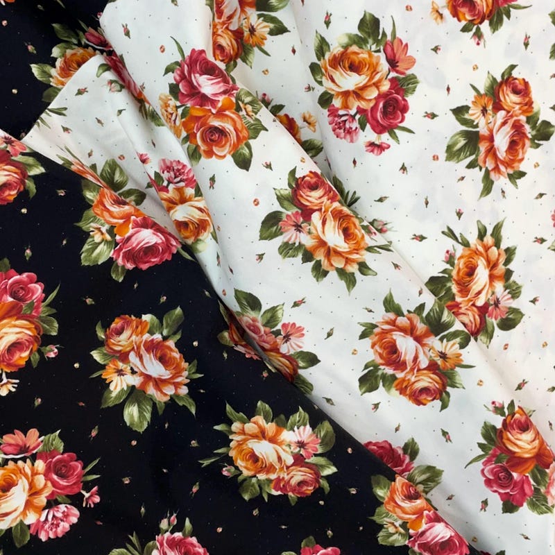 Rose Print Fabric - Etsy