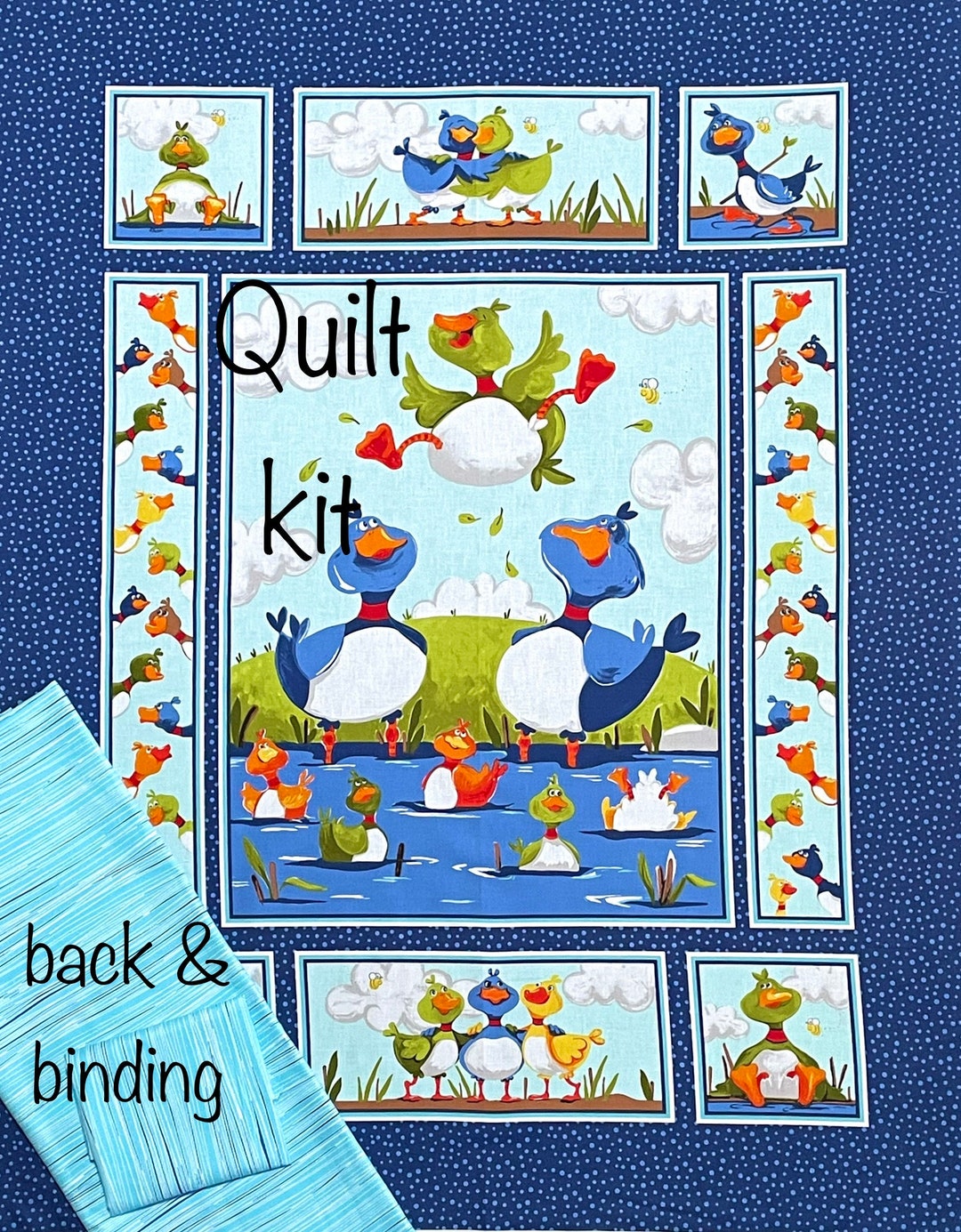 Duck Bill and Bob Best Buddies Blue Panel, Susybee Collection, Cotton ...