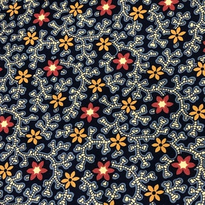 Floral Leaf Vines, Gold Blue Rust Fabric, Little House on Prairie ...