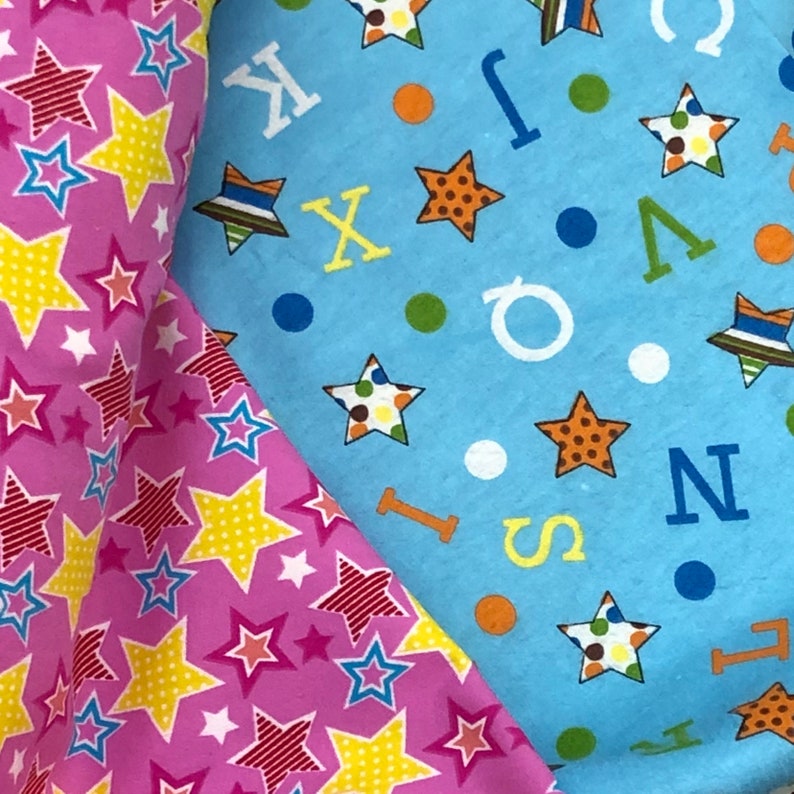 Alphabet Stars ABC Blue Pink Baby Children Flannel Fabric - Etsy