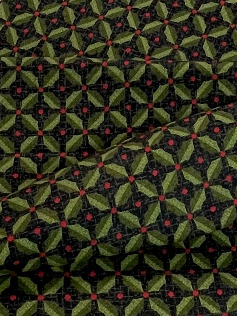 Maywood Snowdays Holly Berry Flannel, Christmas, Black Red Green White ...