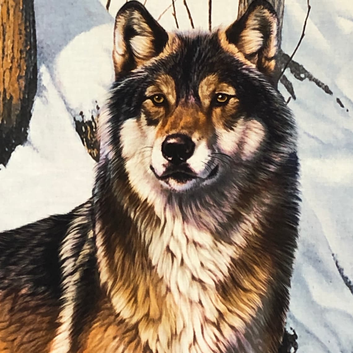 Snow Wolf One of a Kind Cotton Quilt Fabric Panel Wolves - Etsy