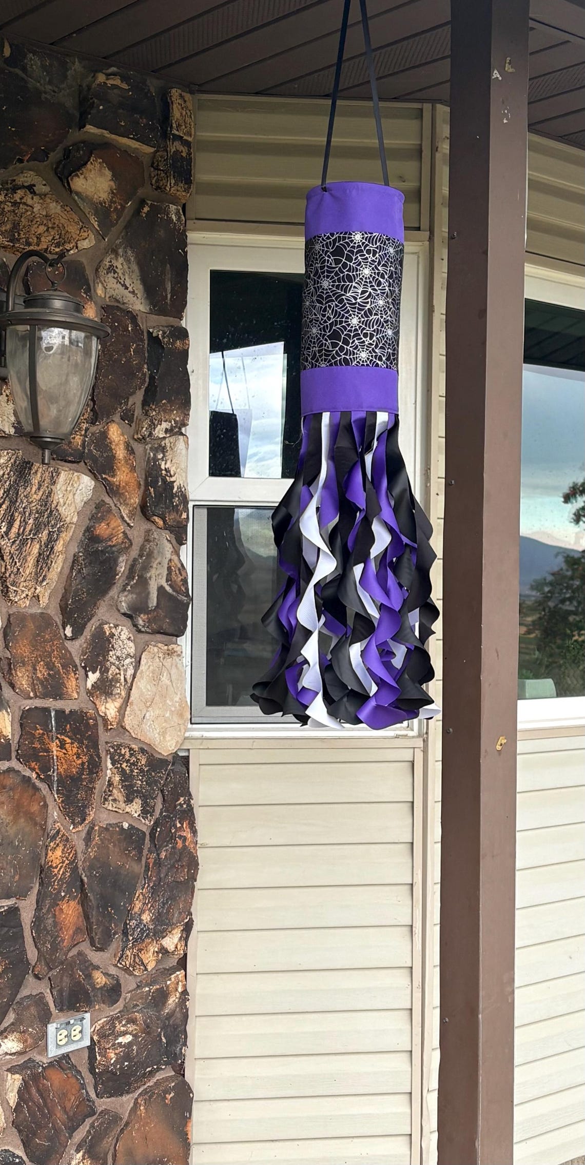 Halloween Decoration, Windsock, Spider Cob Web, Black Purple, Hanging ...
