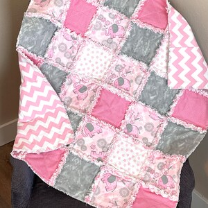 Pink Elephant Baby Rag Quilt Kit 72 Pre Cut 7 Flannel - Etsy