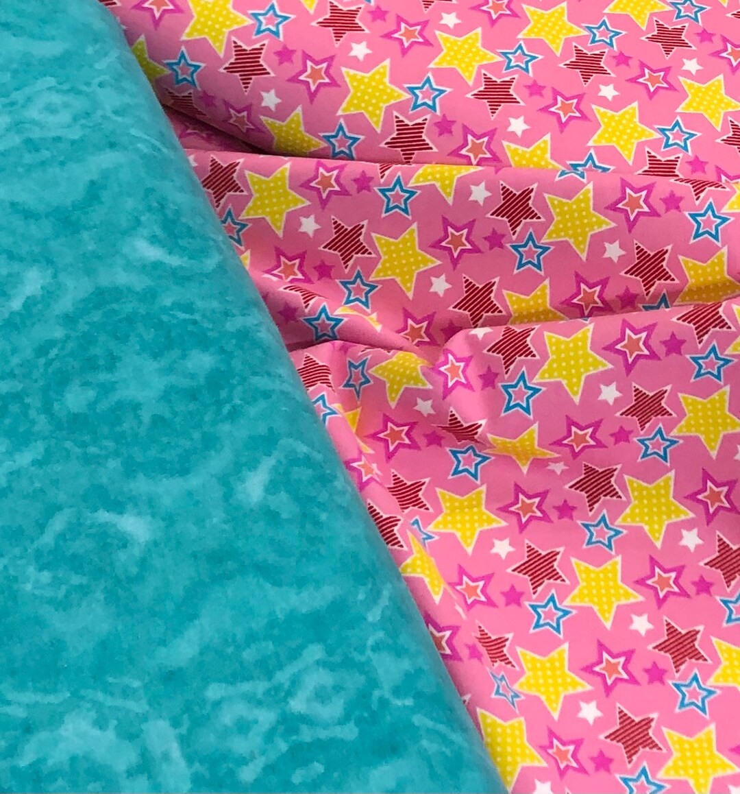 Tela de franela rosa starz, franela de coordenadas azul aguamarina ...