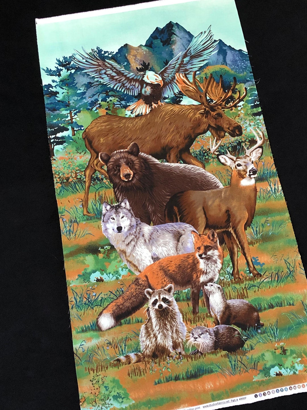 Woodland Wonders Animal Fabric Panel, Wildlife Cotton Fabric, Wall ...