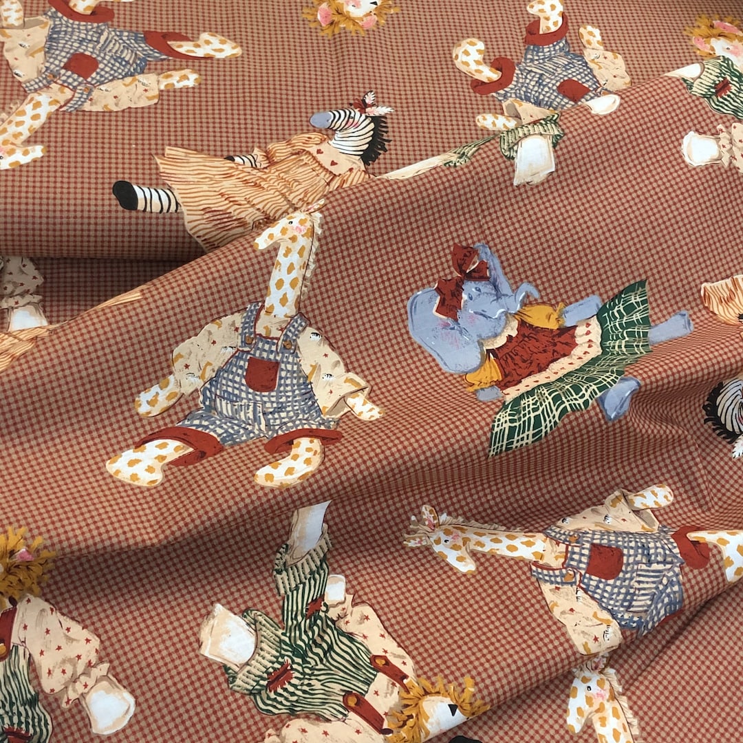 Toy Chest All-over Small Animals, Elephant Giraffe Story Time Fabric ...