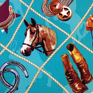 Rodeo Cowboy Fabric, Boot Horse Hat Saddle Rope, Rodeo Roundup, Cowgirl ...