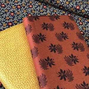 Floral Leaf Vines, Gold Blue Rust Fabric, Little House on Prairie ...