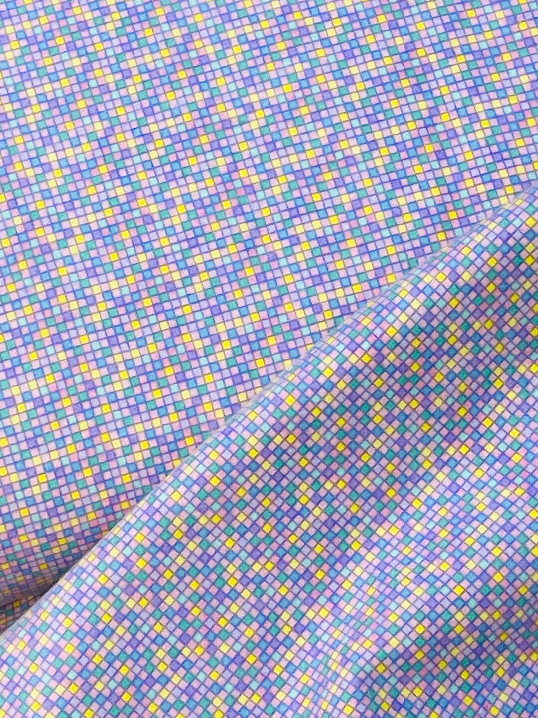 Tiny Purple Checker Board Fabric, Soft Warm, Baby Love Flannel, Purple ...