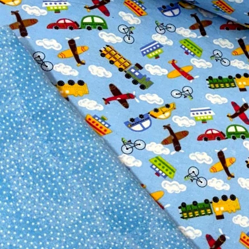 Flannel Fabric Blue Print - Etsy