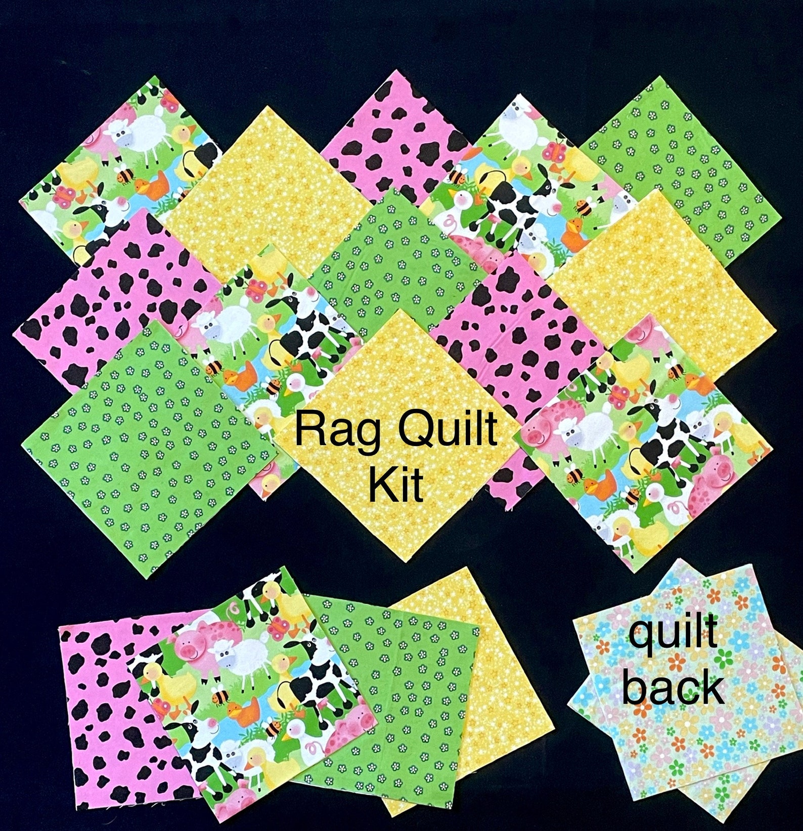 84 Farm Animals Pre Cut 8" Quilt Block Fabric Squares, Cow Pig Duck ...