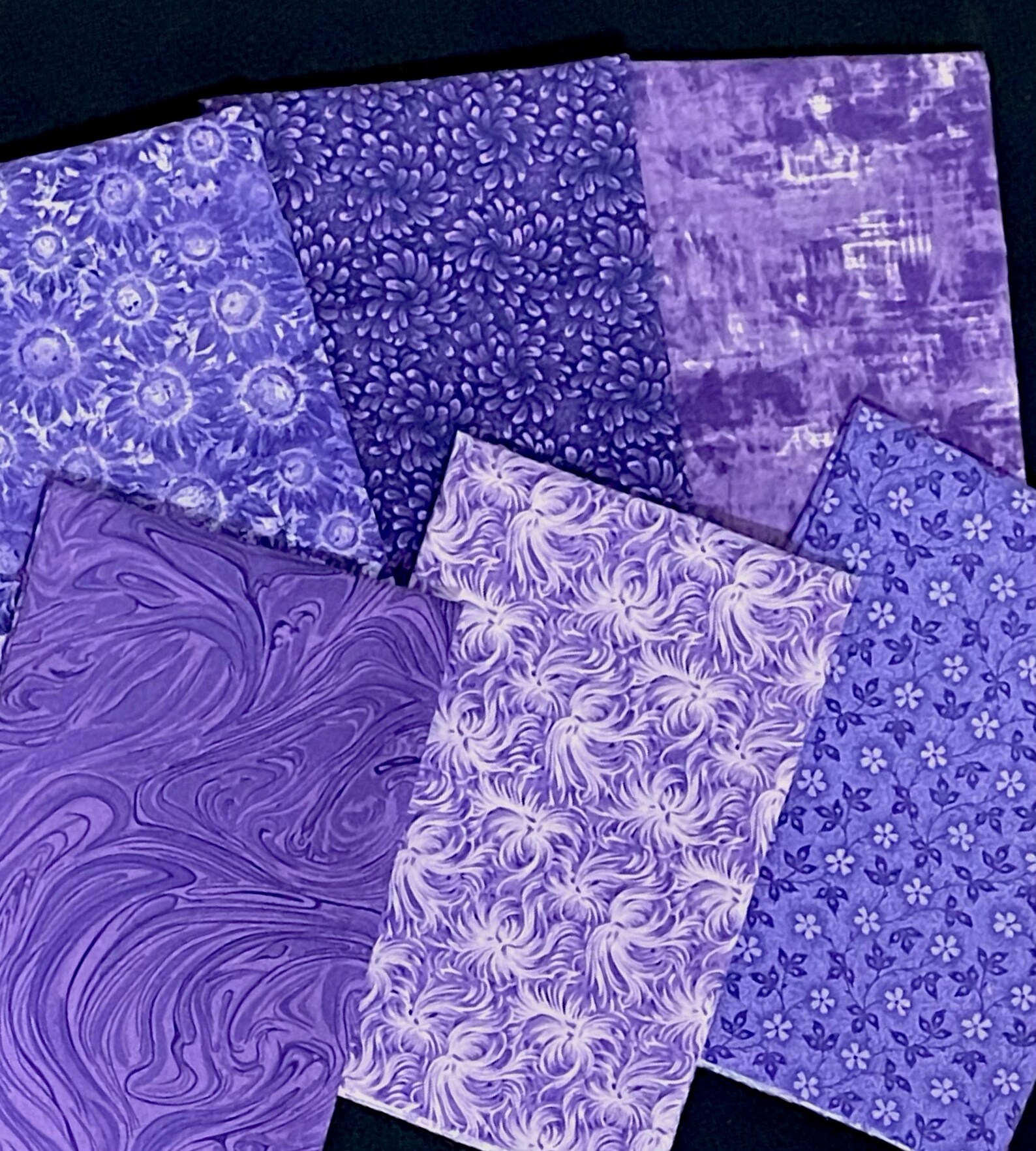6 Purple Lavender Fabric Bundle FAT Quarters Cuts 6 Patterns - Etsy