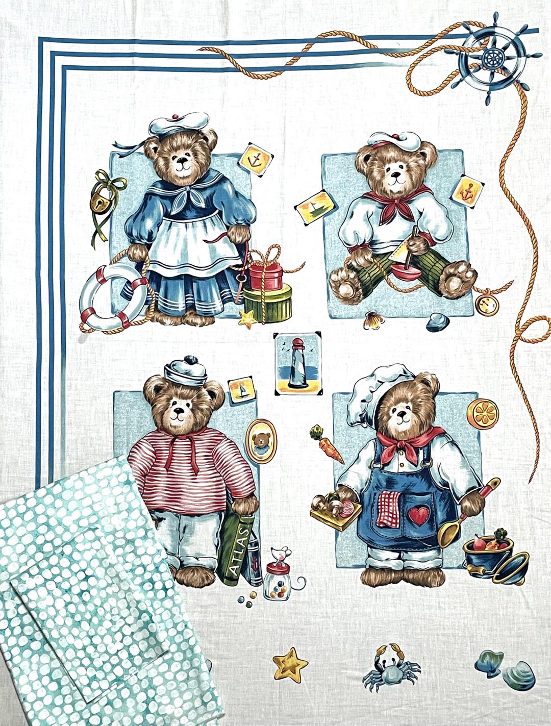 Teddy Bear Sailor, Nautical Bears, QUILT KIT Navy Teddy Bears, Kitchen ...