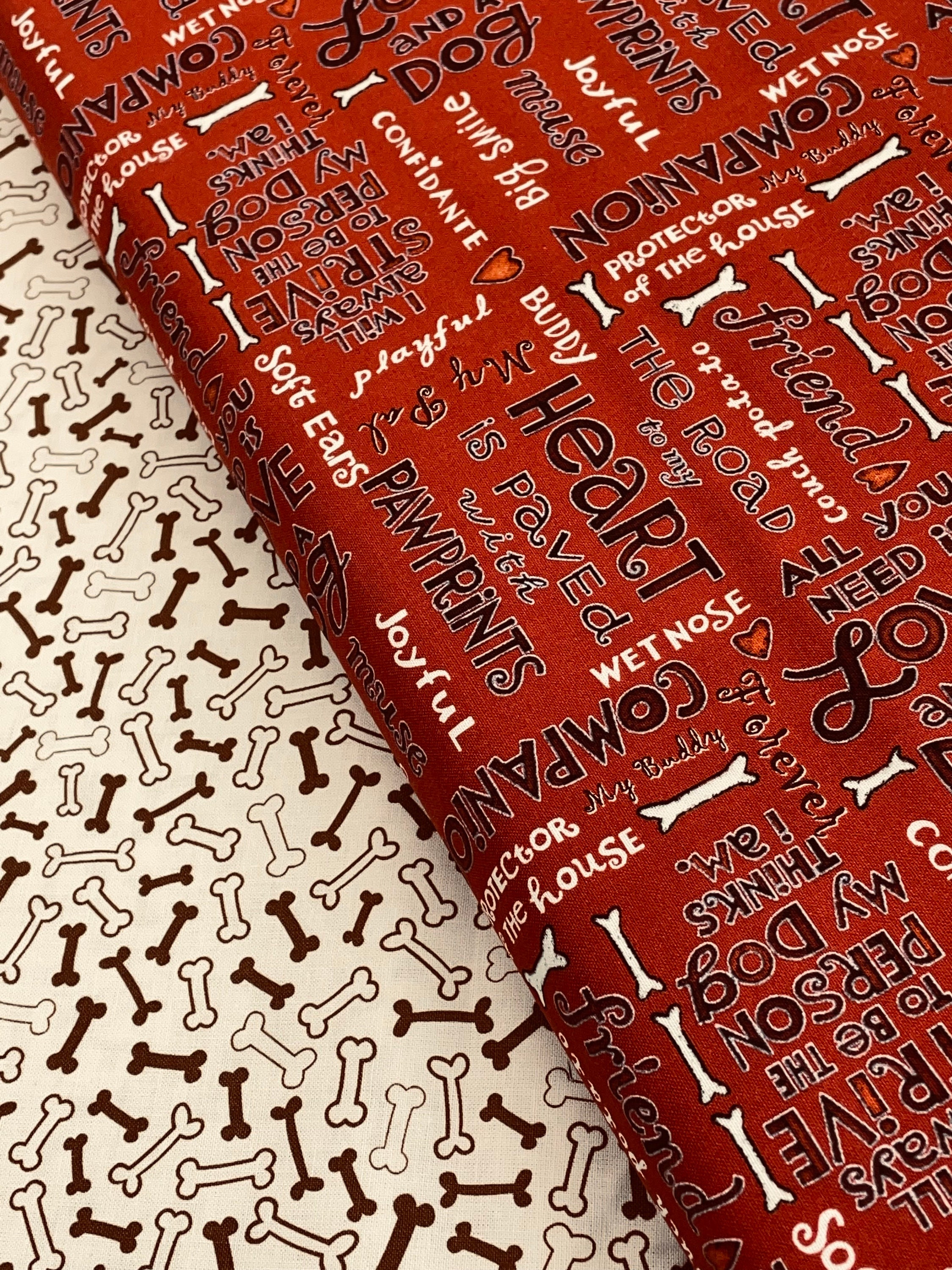 Puppy Dog Dog Bones Paw Prints Red All You Need is Love and | Etsy