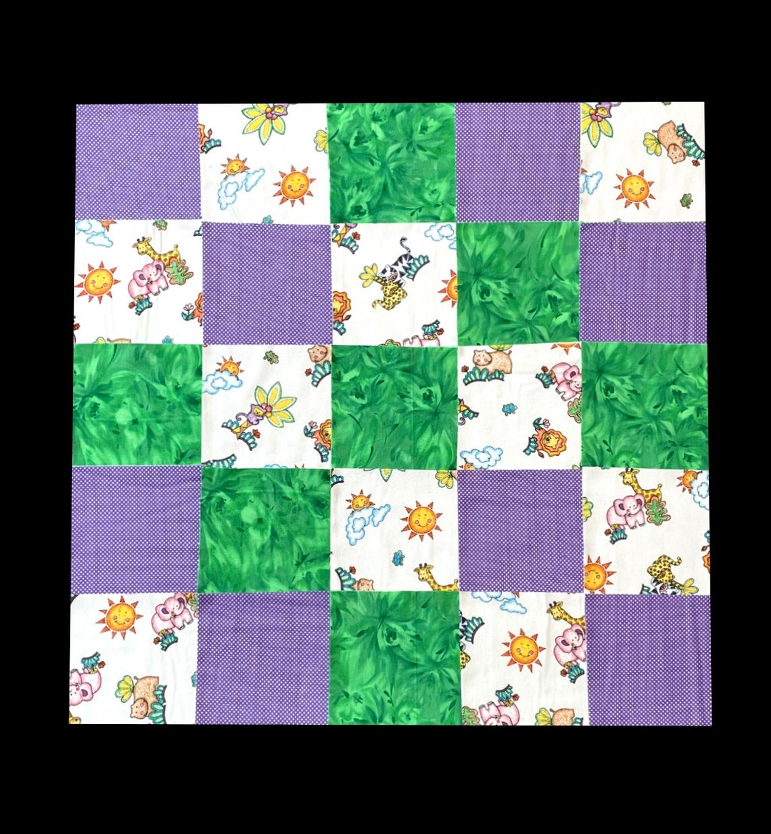 75 Jungle Animals, Noah's Ark Pre Cut Quilt Blocks, Baby Rag Quilt Kit ...