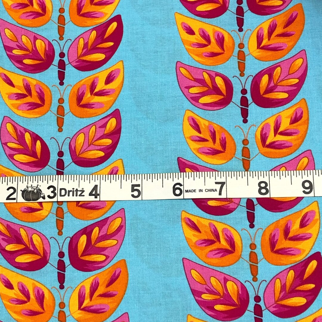 Butterfly, Flames, Flower Petals, Flaming Red Orange Fabric, Aqua Blue ...