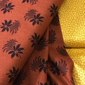 Floral Leaf Vines, Gold Blue Rust Fabric, Little House on Prairie ...