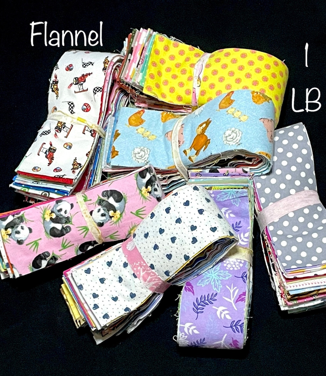 FLANNEL STRIPS, Near 1 Pound, Cut 2 to 6 Inches X 42/44 Long, Bulk ...