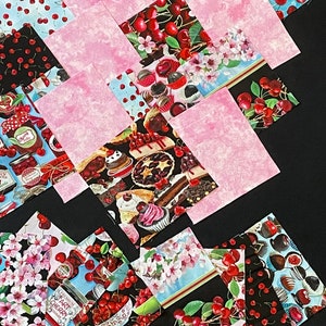 58 Cherry 7" Pre Cut Square Quilt Blocks, Cherry Pie, Chocolates ...
