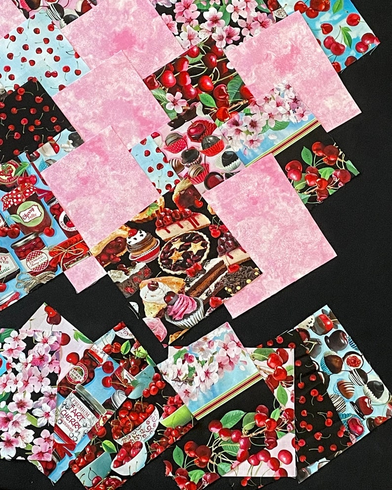 58 Cherry 7" Pre Cut Square Quilt Blocks, Cherry Pie, Chocolates ...