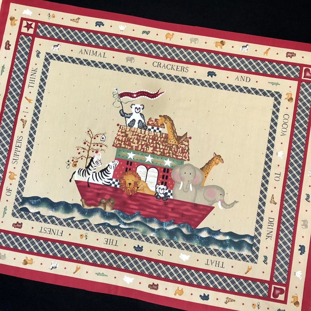 Noah's Ark Fabric Panel, Country Noah's Quilt, Cotton, Ark Animals ...