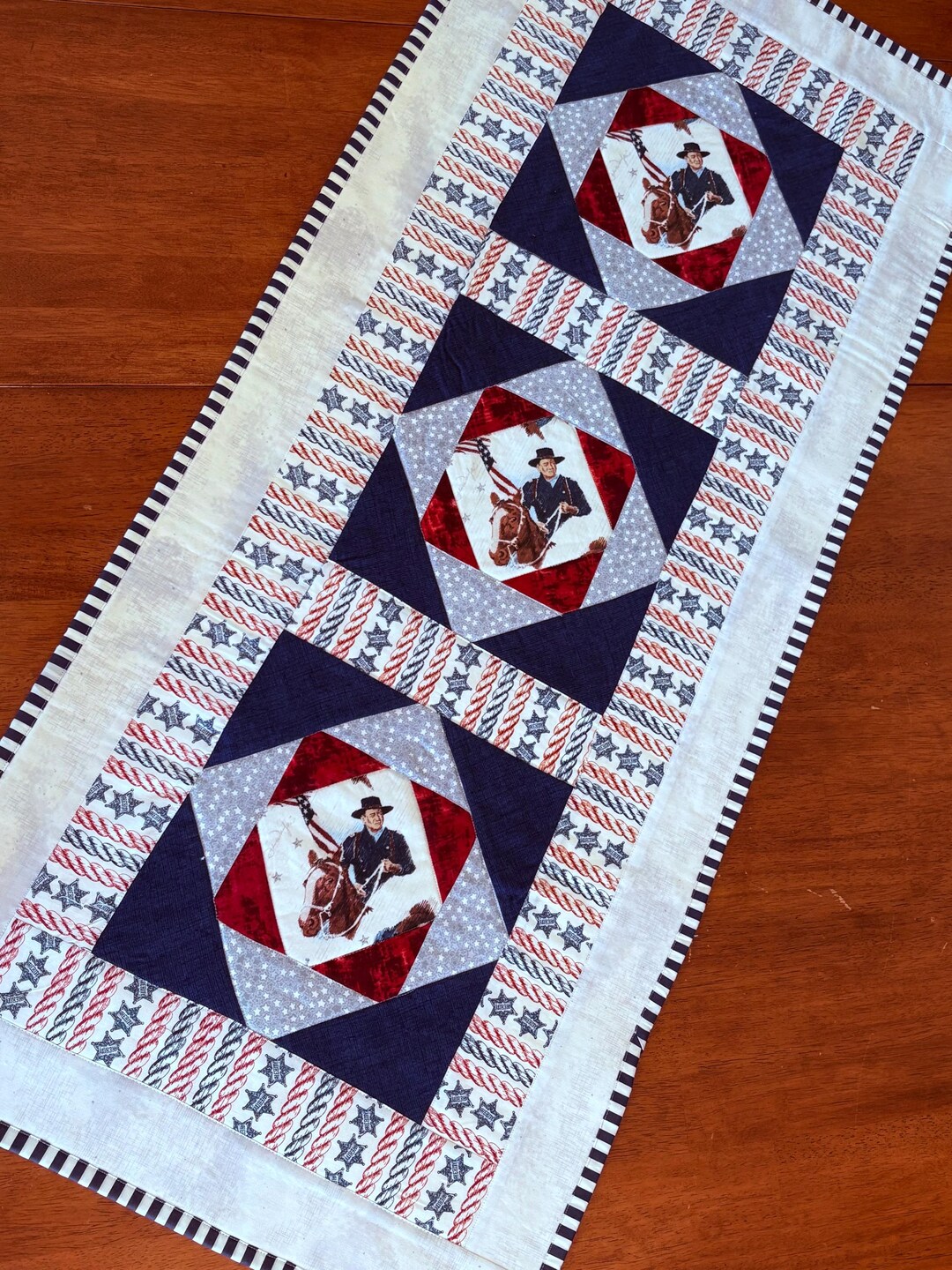 John Wayne Table Runner, Western Hero, Red White Blue, Patriotic Table ...