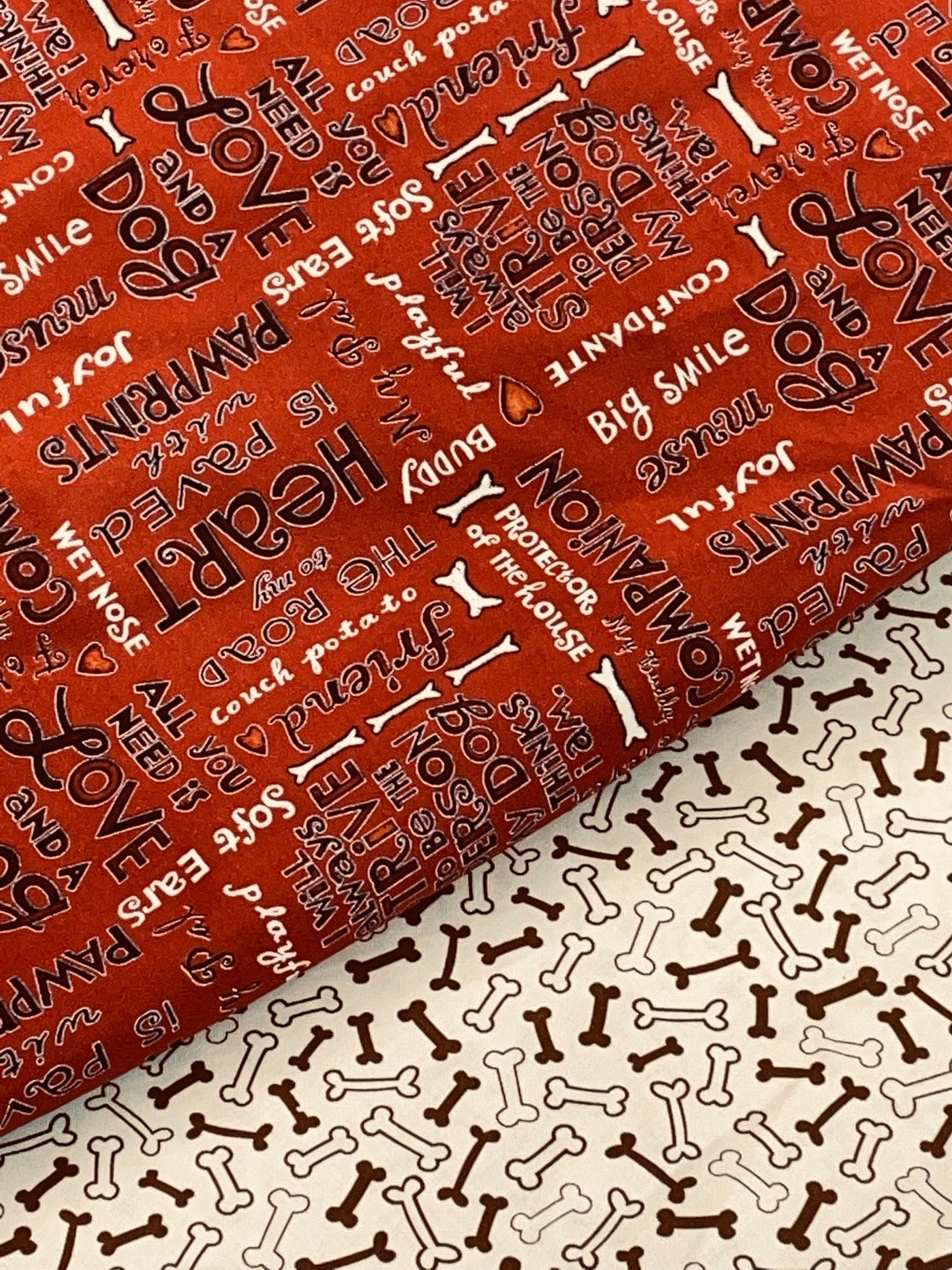 Puppy Dog Dog Bones, Paw Prints, Red, All You Need is Love and a Dog ...