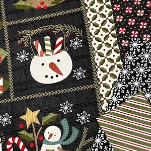 Snowdays Fabric Panel Quilt Kit, Soft Flannel, Candy Cane, Snowman ...