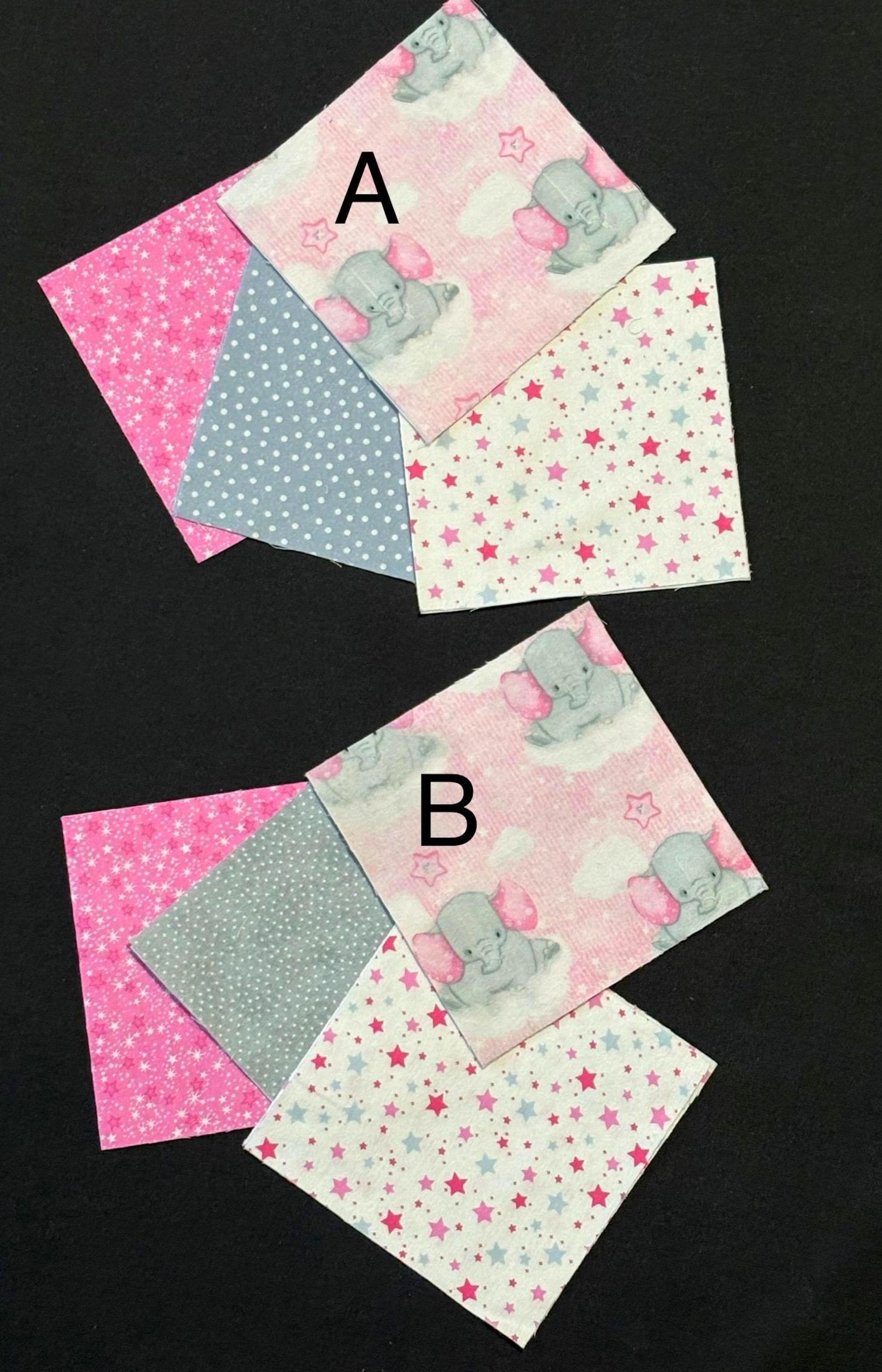 Pink Elephant Baby Rag Quilt Kit, 72 Pre Cut 7" Flannel Square Blocks ...
