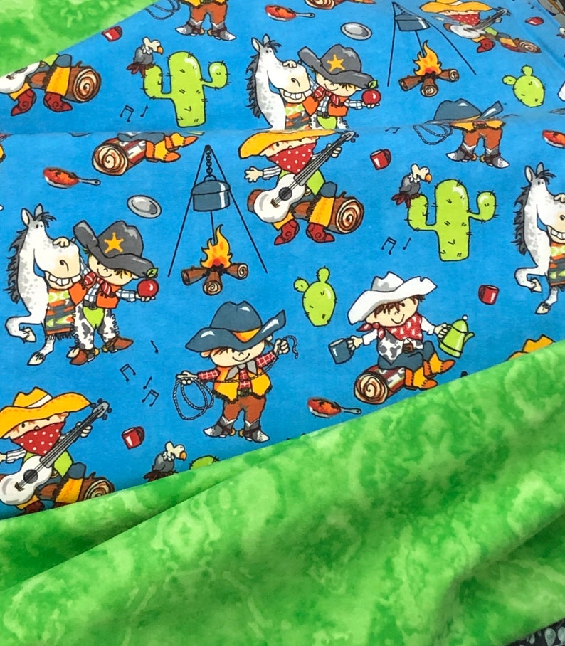 Cowboy Campfire Western Boy Flannel Little Cowboy and Horse | Etsy