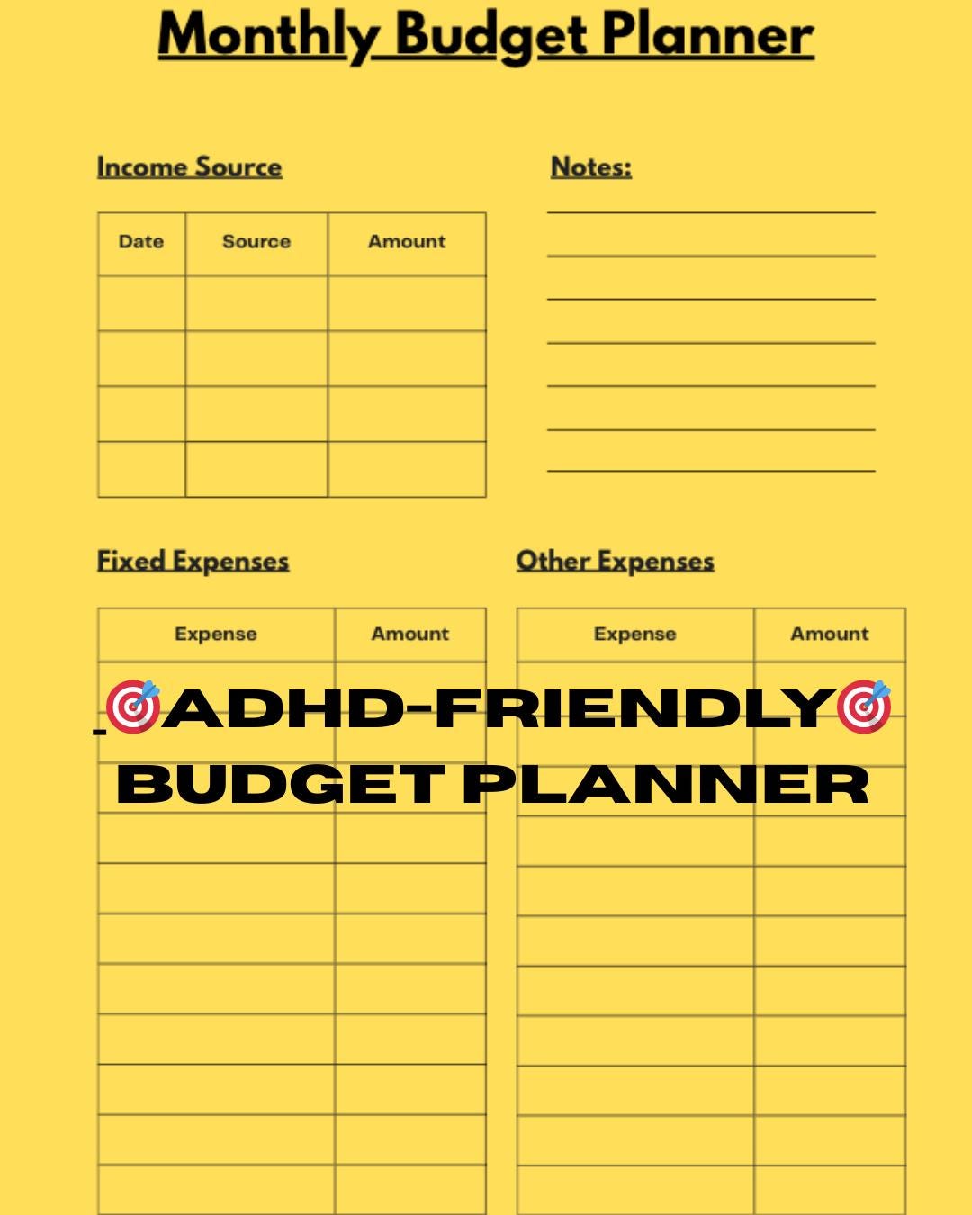 ADHD Budget Planner Printable | Simple Monthly Budget Sheet for ...