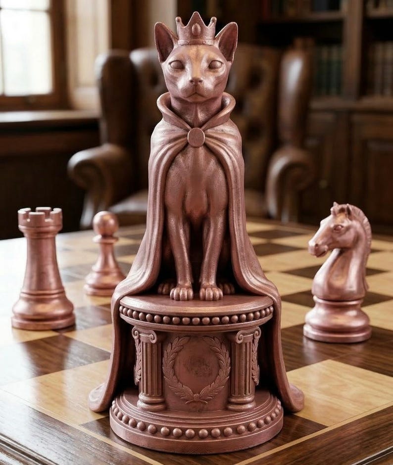 Warrior Cat Chess Set STL Files, Fantasy Feline 3D Printing (digital ...