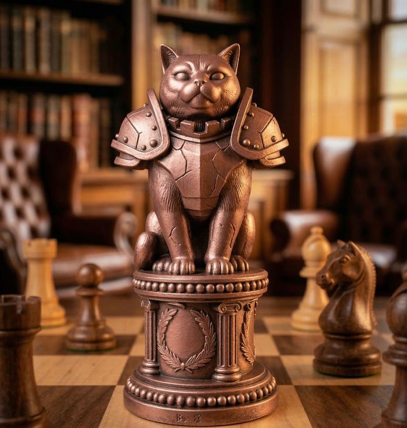 Warrior Cat Chess Set STL Files, Fantasy Feline 3D Printing (digital ...