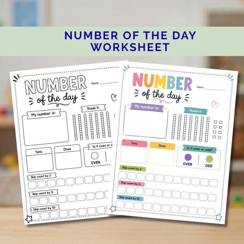 Kindergarten Number of the Day Worksheet | Skip Counting, Tens Ones ...