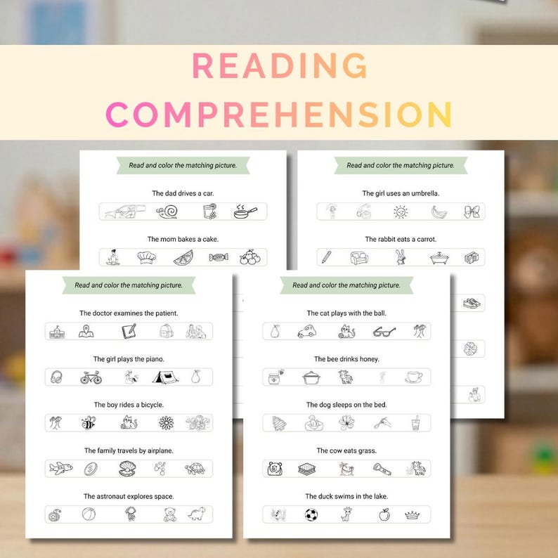 Read and Color Worksheets | Simple Sentences Reading Comprehension (PDF ...