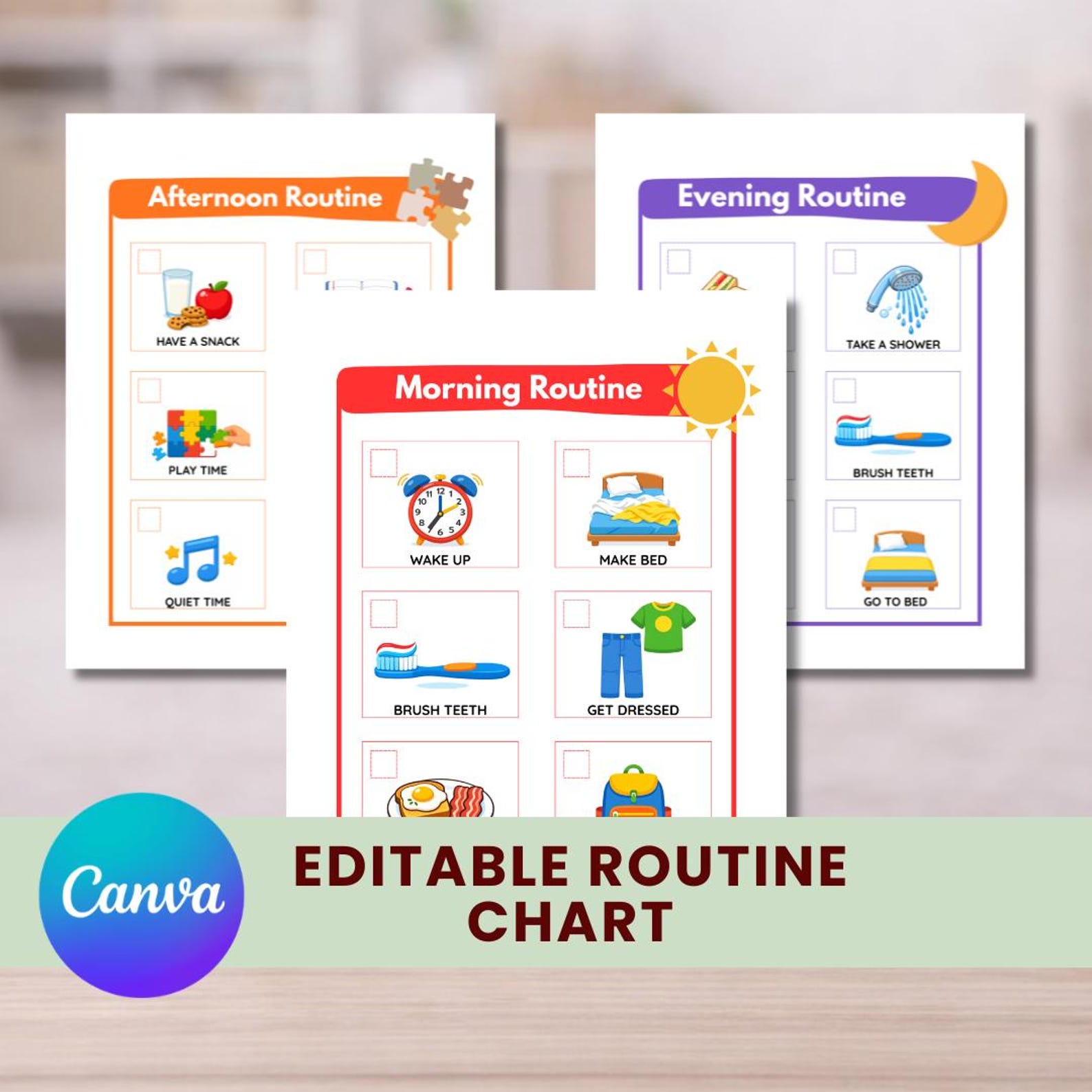 Editable Visual Schedule Chart for Kids, ADHD Autism Daily Routine ...