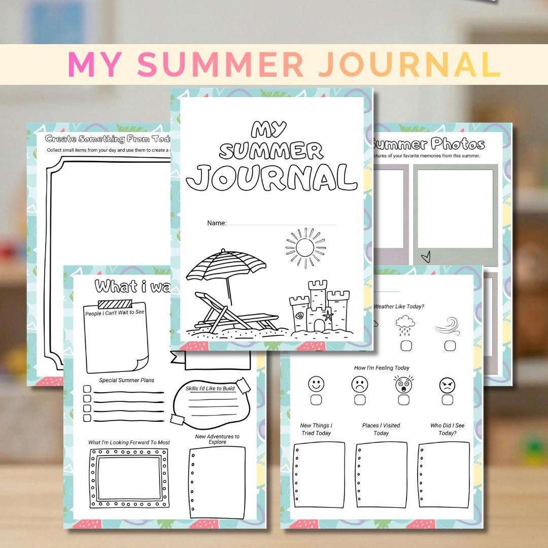 Kids Summer Journal Printable | Memory Book, Bucket List (digital ...