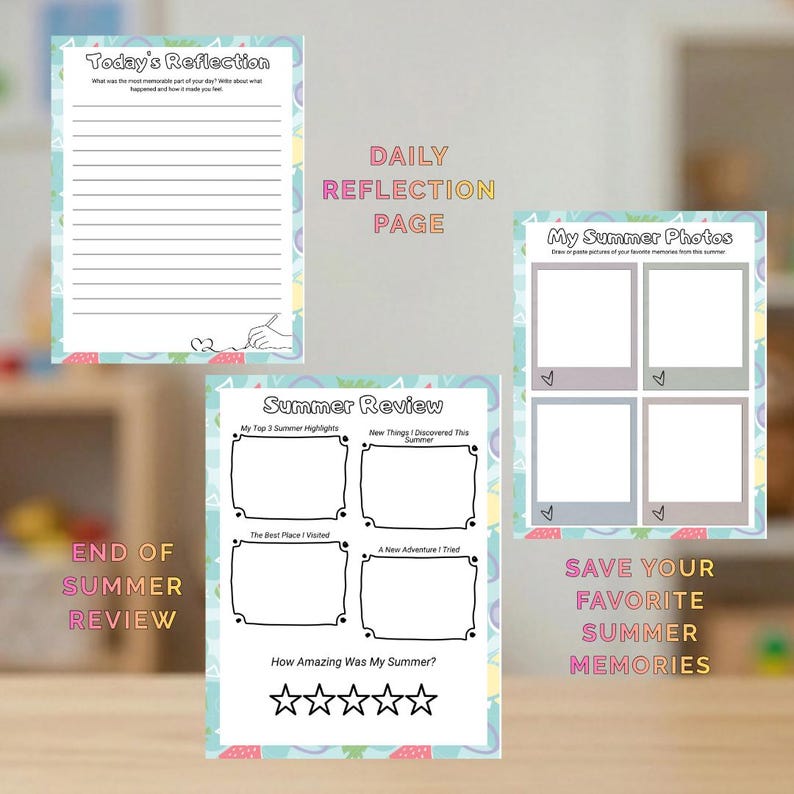 Kids Summer Journal Printable | Memory Book, Bucket List (digital ...