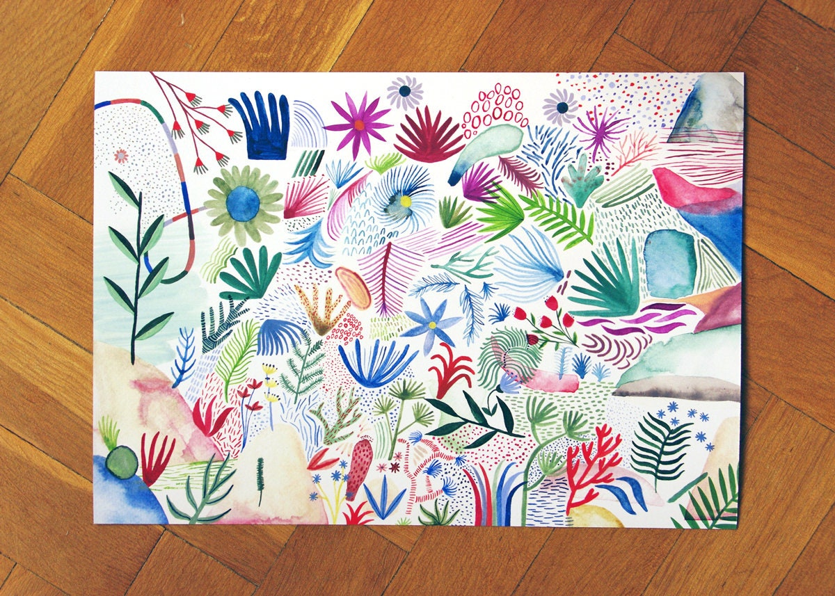 Colorful Watercolor Print - Etsy