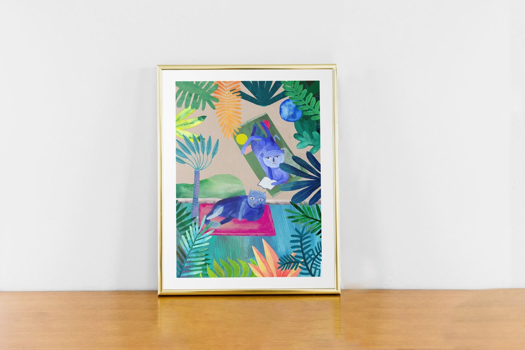 Tiger Kunst, Tier Kunstdruck, Blaue Katzen, Kinderzimmer Dekor, Poster ...