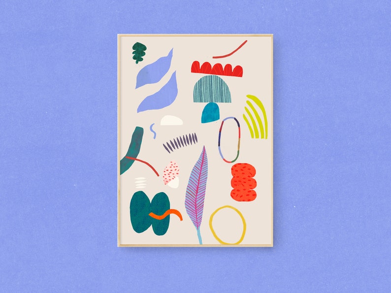 Abstract Poster With Forms and Shapes Illustration Mixed Media - Etsy