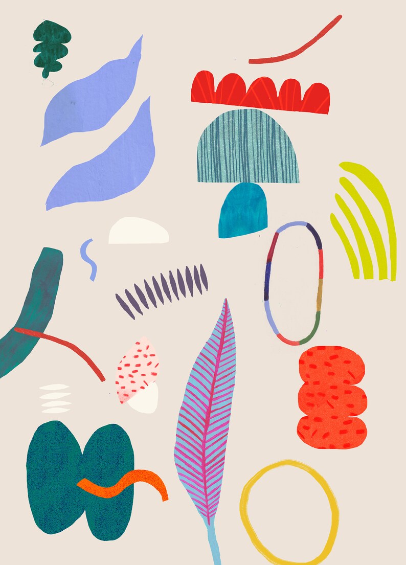 Abstract Poster With Forms and Shapes Illustration Mixed Media - Etsy