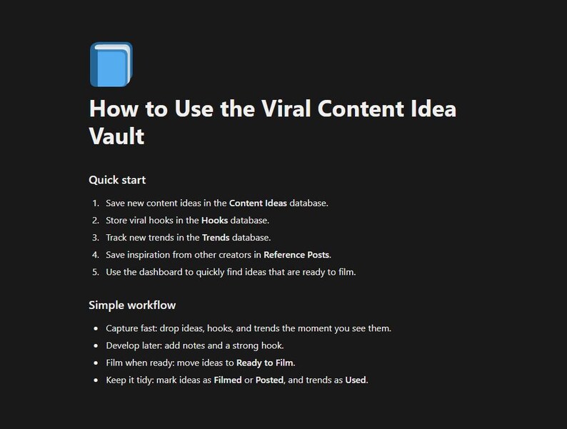 Notion Content Idea Tracker | Viral Idea Vault Template | Tiktok ...